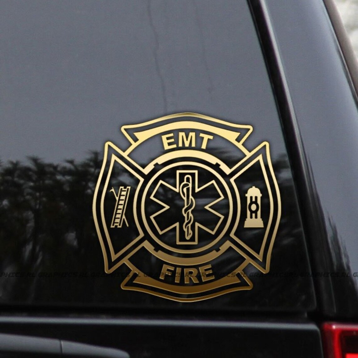 EMT Fire Decal Sticker Fire Department Maltese Cross Car Truck - Etsy