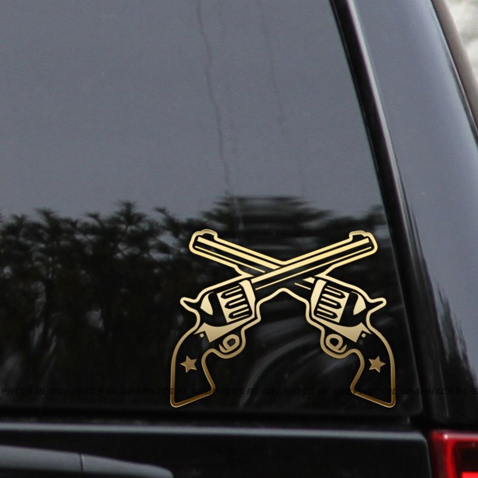 Crossed Pistols Vinyl Decal Sticker Revolvers Smith Wesson Car Truck ...