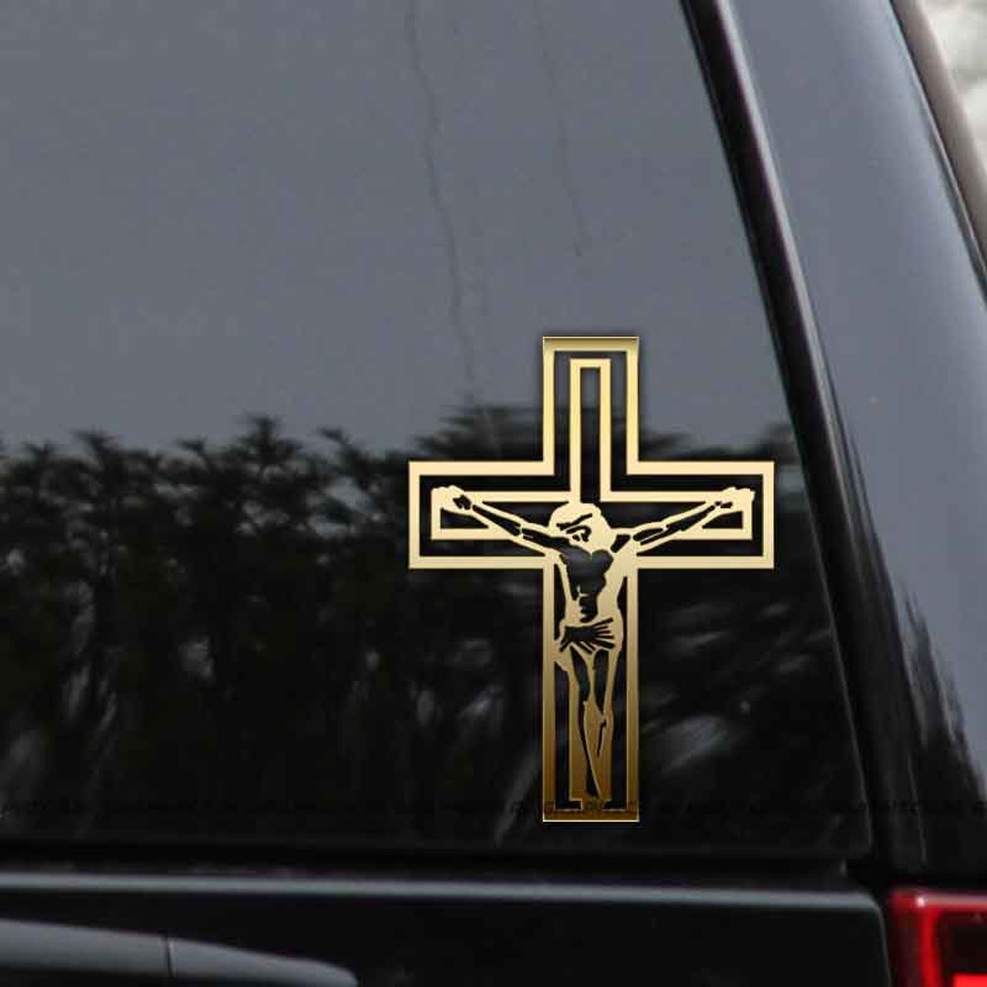 Jesus on Cross Crucifix Decal Sticker God Christian Religious Crucifix ...
