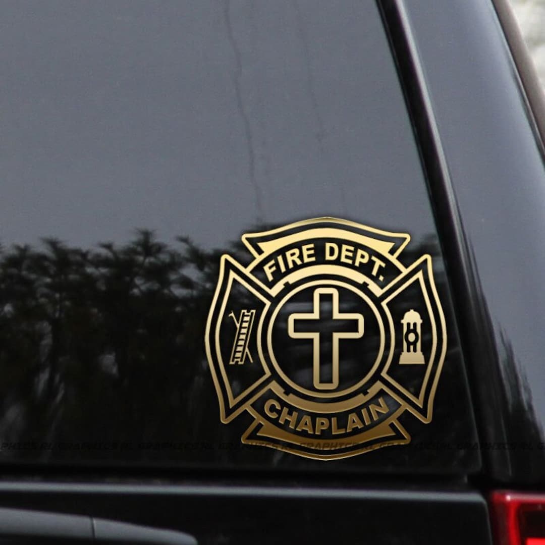 Fire Dept. Chaplain Decal Sticker Firefighter Department Cross Car ...