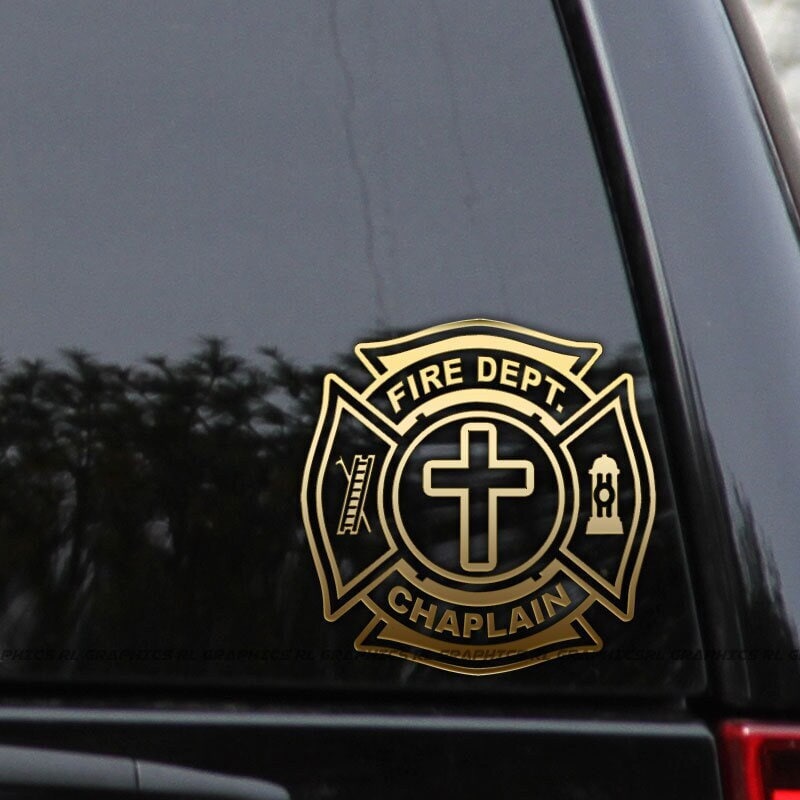 Fire Dept. Chaplain Decal Sticker Firefighter Department Cross Car ...