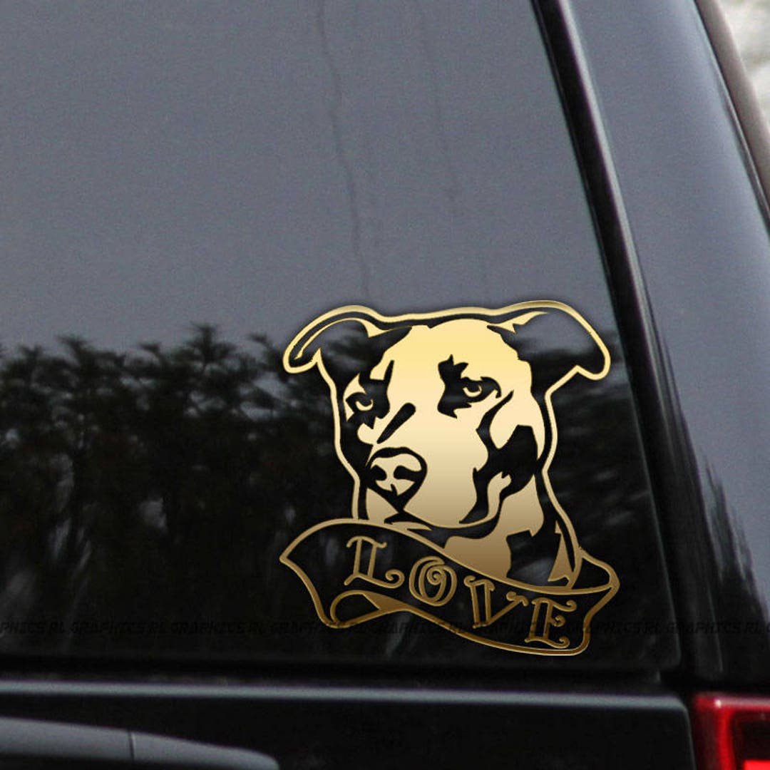Pitbull Decal Sticker Dog Love Heart Face Pit Bull Window Laptop Bumper ...