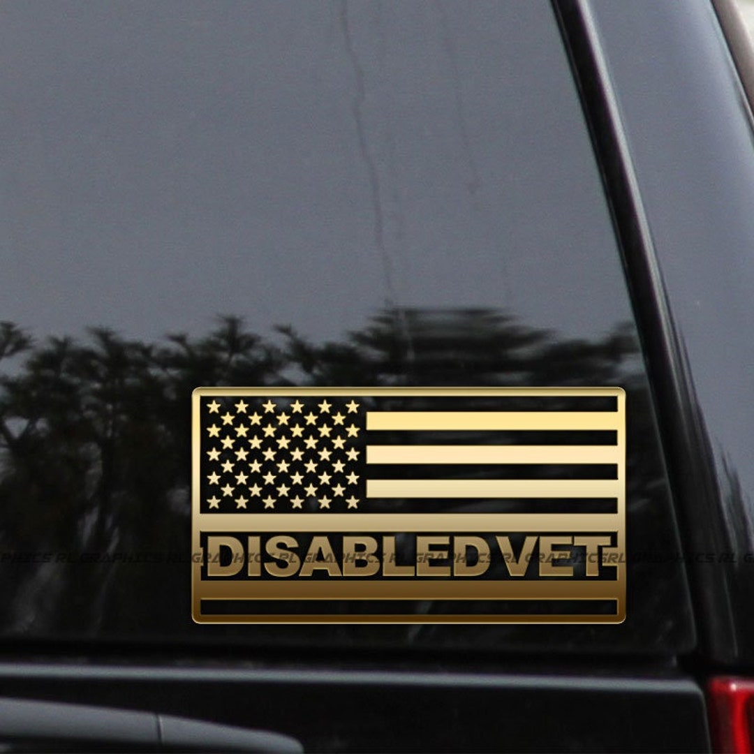 American Flag Disabled Veteran Decal Sticker USA Military Car Window ...