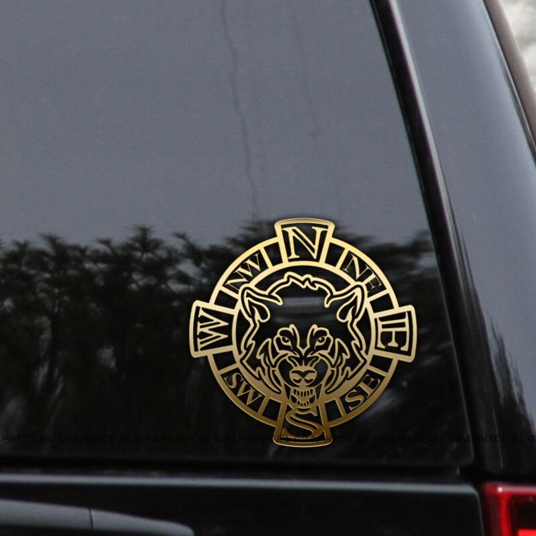 Wolf Compass Vinyl Decal Sticker Mountain Trails Car Truck SUV Window ...