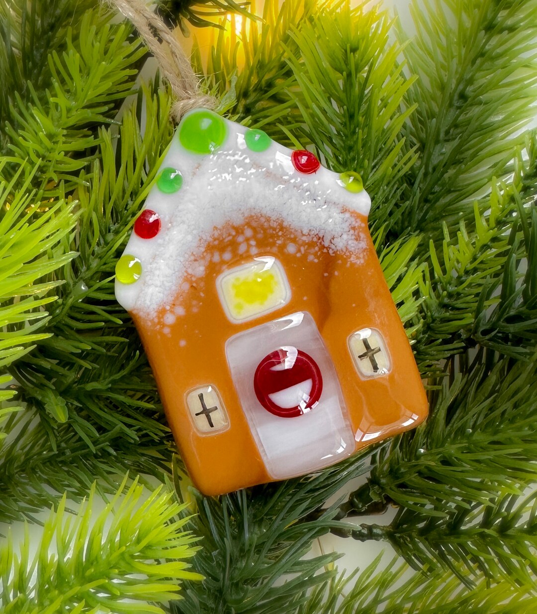 Fused Glass Gingerbread House Ornament/multicolor Options/tree ...