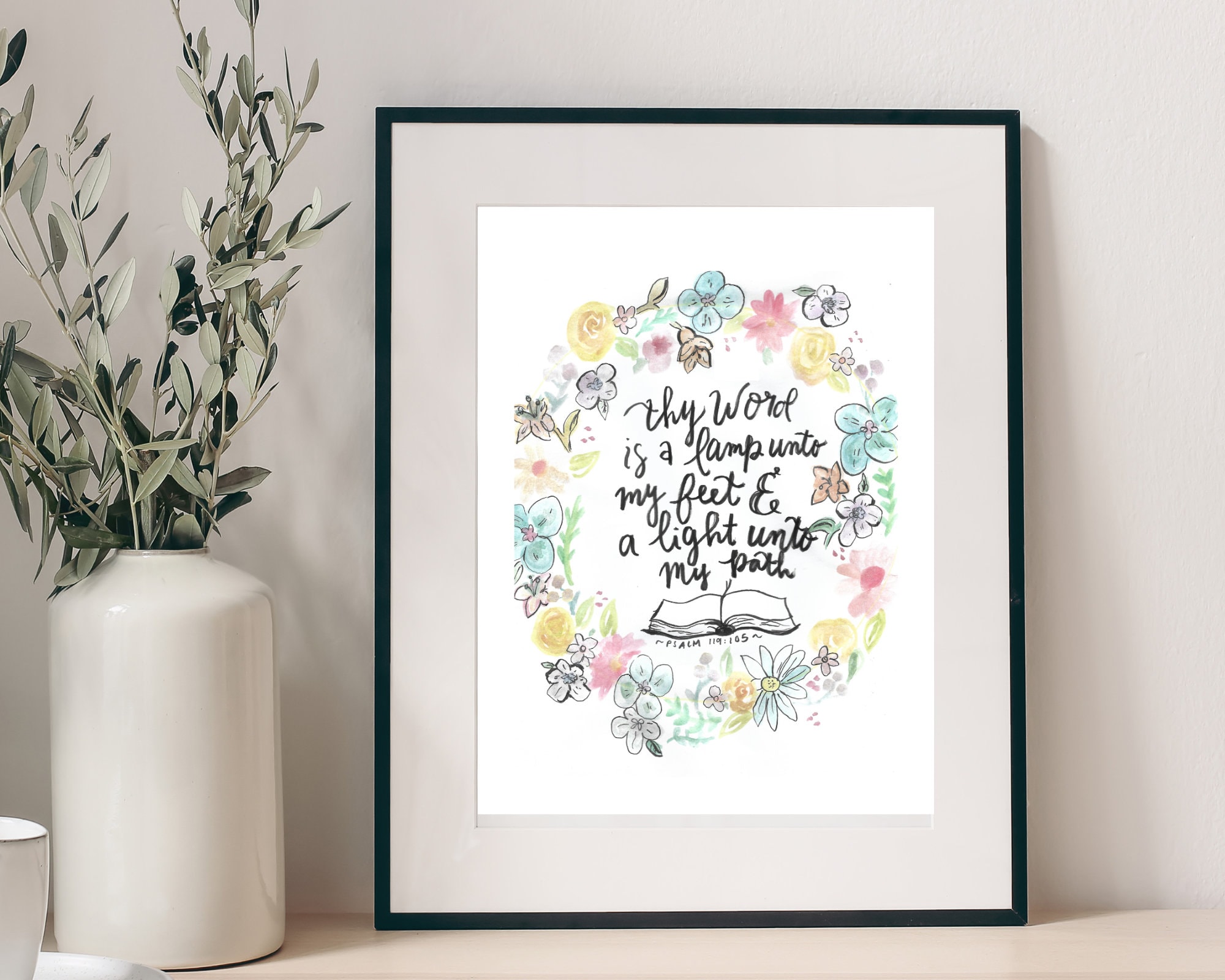 Thy Word Christian Bible Verse Art Print/watercolor Florals/christian ...