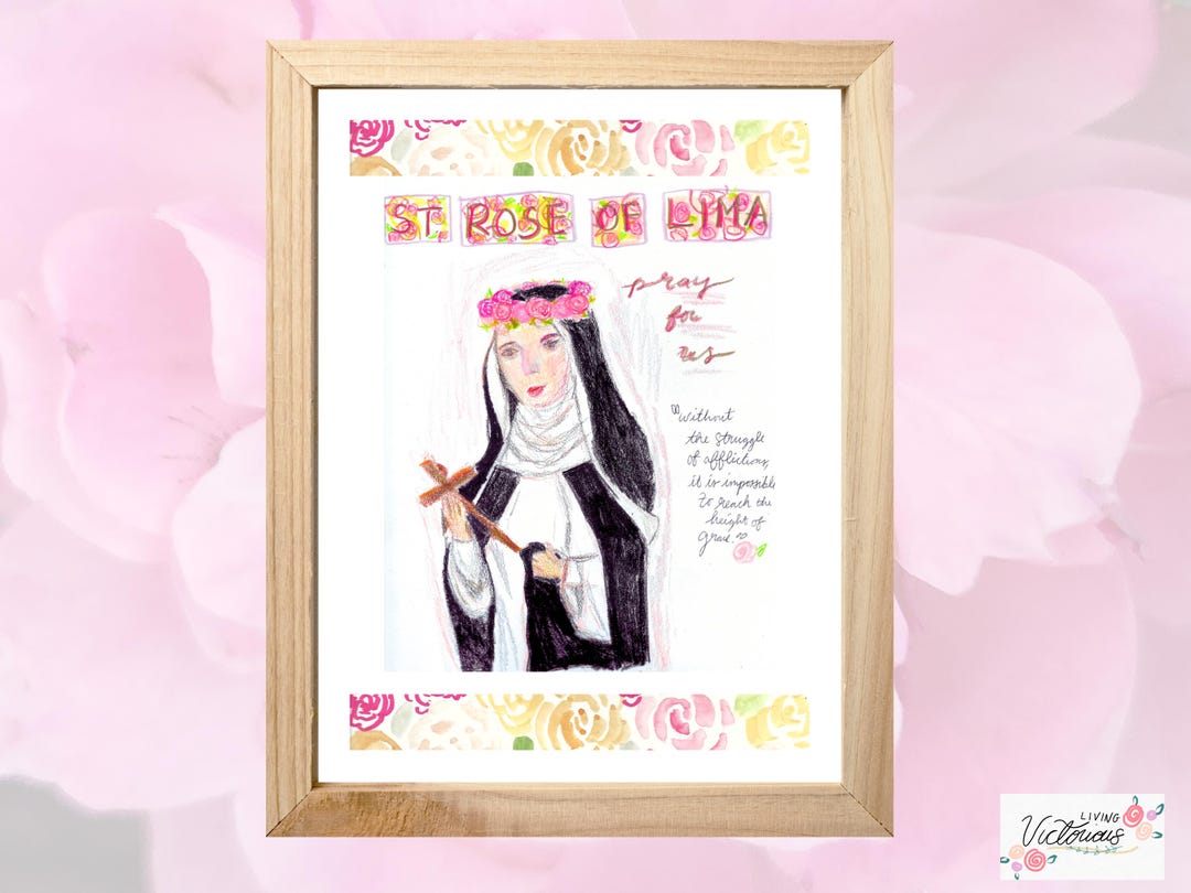 Catholic Art Print/st. Rose of Lima Art Print/gift for Her/birthday ...