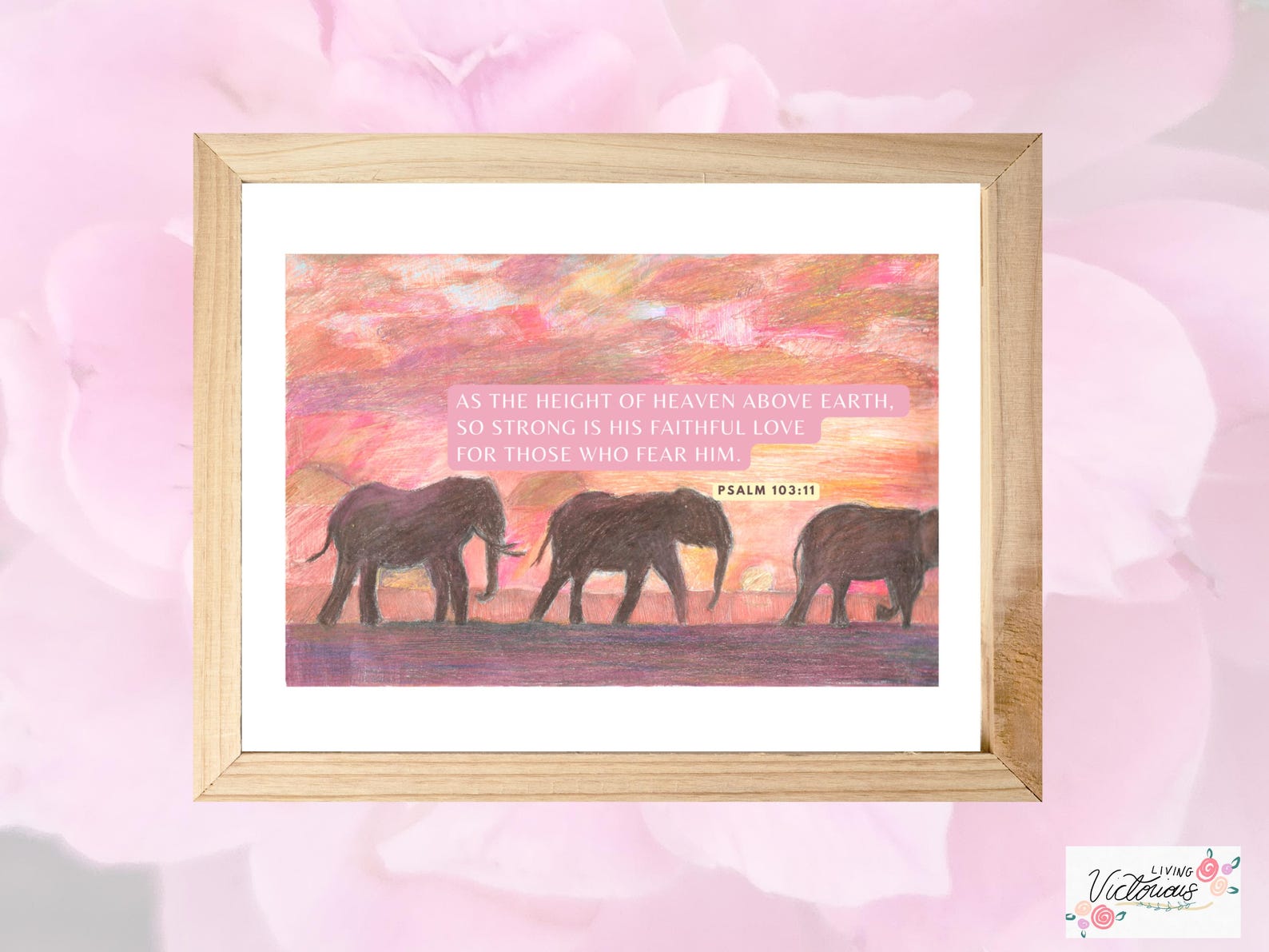 Elephant Sunset Christian Art Print, Psalm 103:11 - Etsy