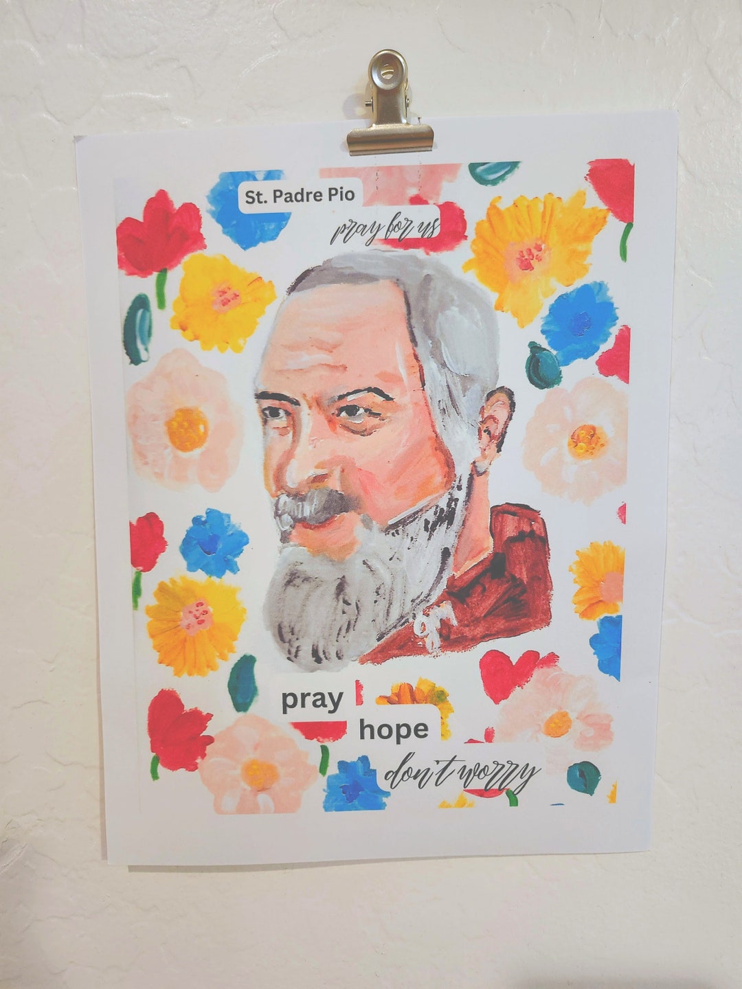 Padre Pio Print/pray Hope and Don't Worry/catholic Art Print - Etsy