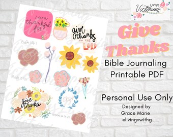 I Give Thanks for Fall Autumn Bible Journaling Printable Bible Study ...