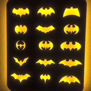 Bat Call Symbols Over the Years LED Lighted Wooden Wall Light FREE ...