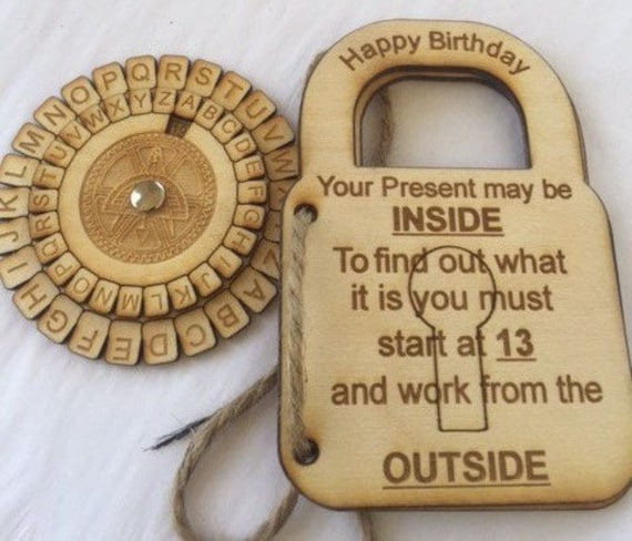 Wooden Lock Shaped Greeting Card & Wooden Decoder FREE | Etsy