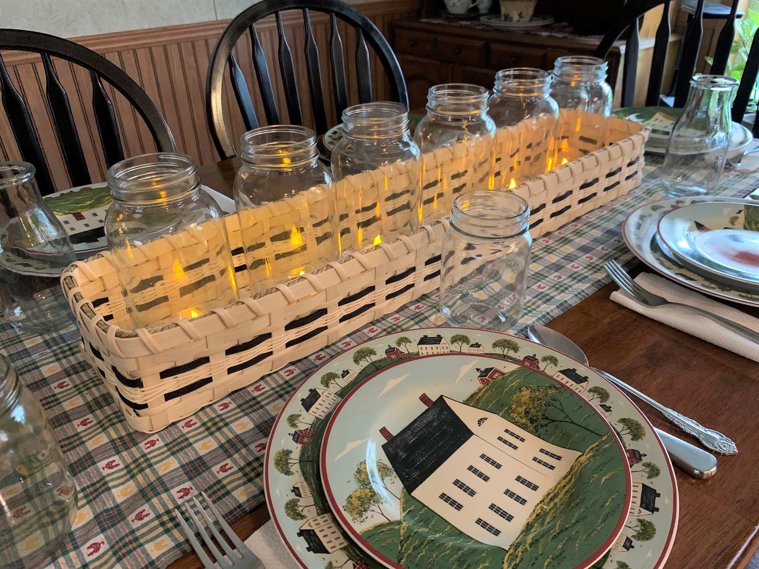Hand-woven Farmhouse Basket: Long Rectangular Centerpiece With Custom ...