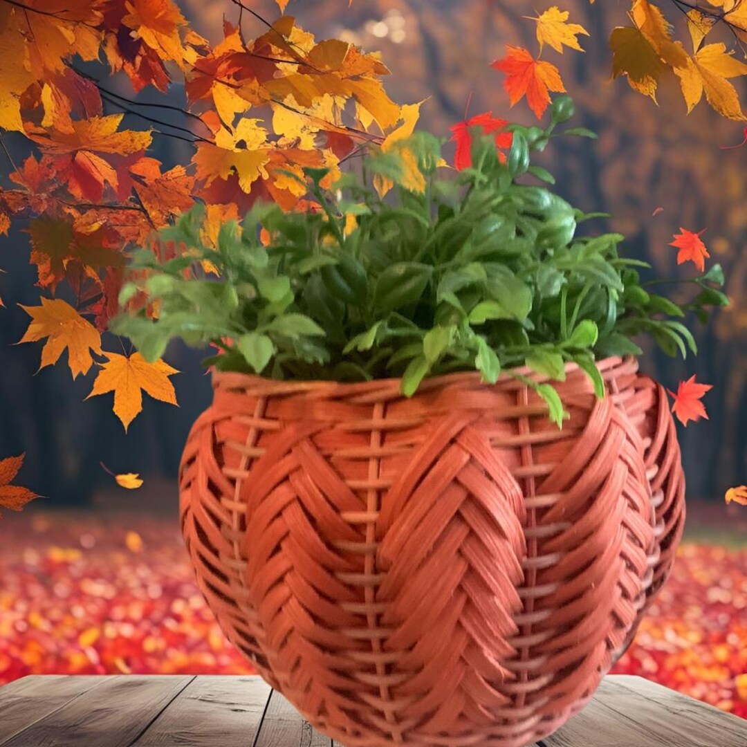 Woven Wicker Pumpkin Planter Basket for Fall Decor Halloween Decor or ...