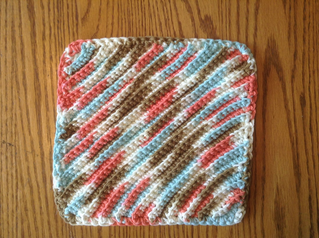 Diagonal Crochet Dishcloth - Lotus Blossom - Etsy