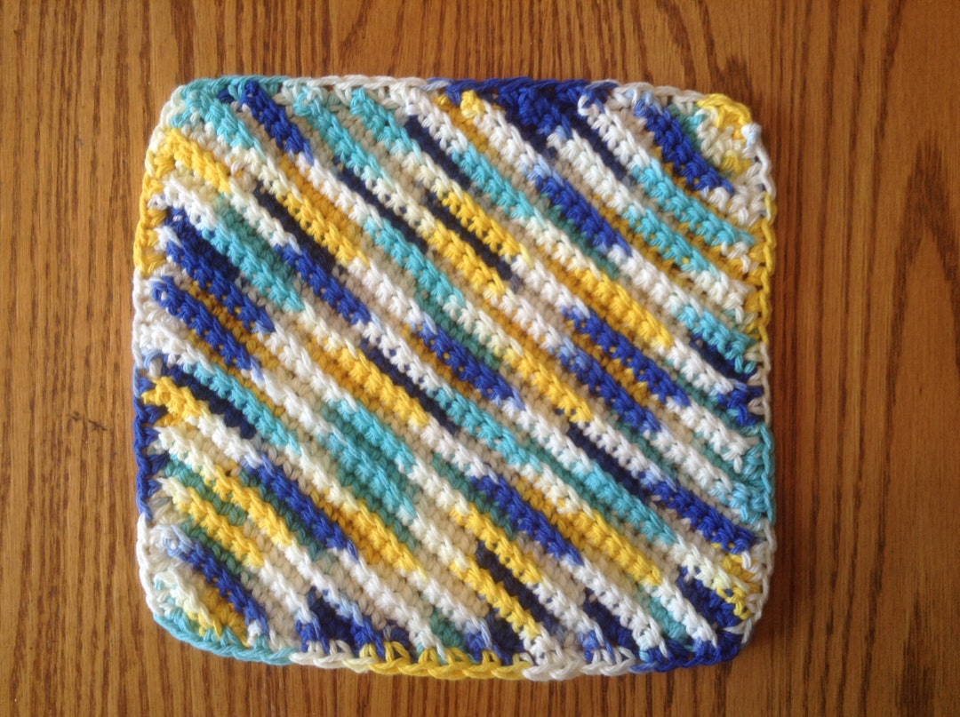 Diagonal Crochet Dishcloth - Sail Away Ombre - Etsy