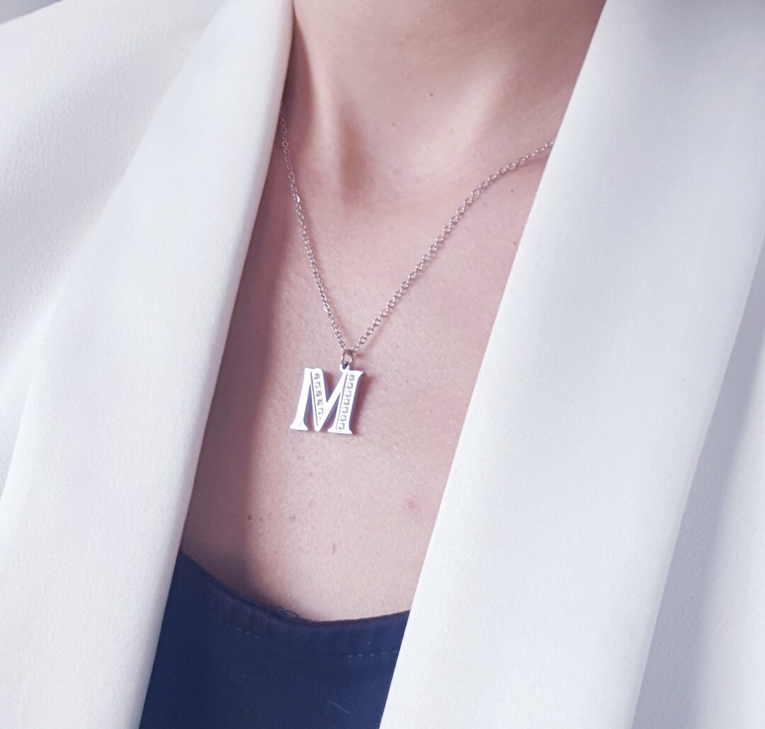 Initial Necklace Custom Dainty Pave Letter Necklace With Shinny CZ ...