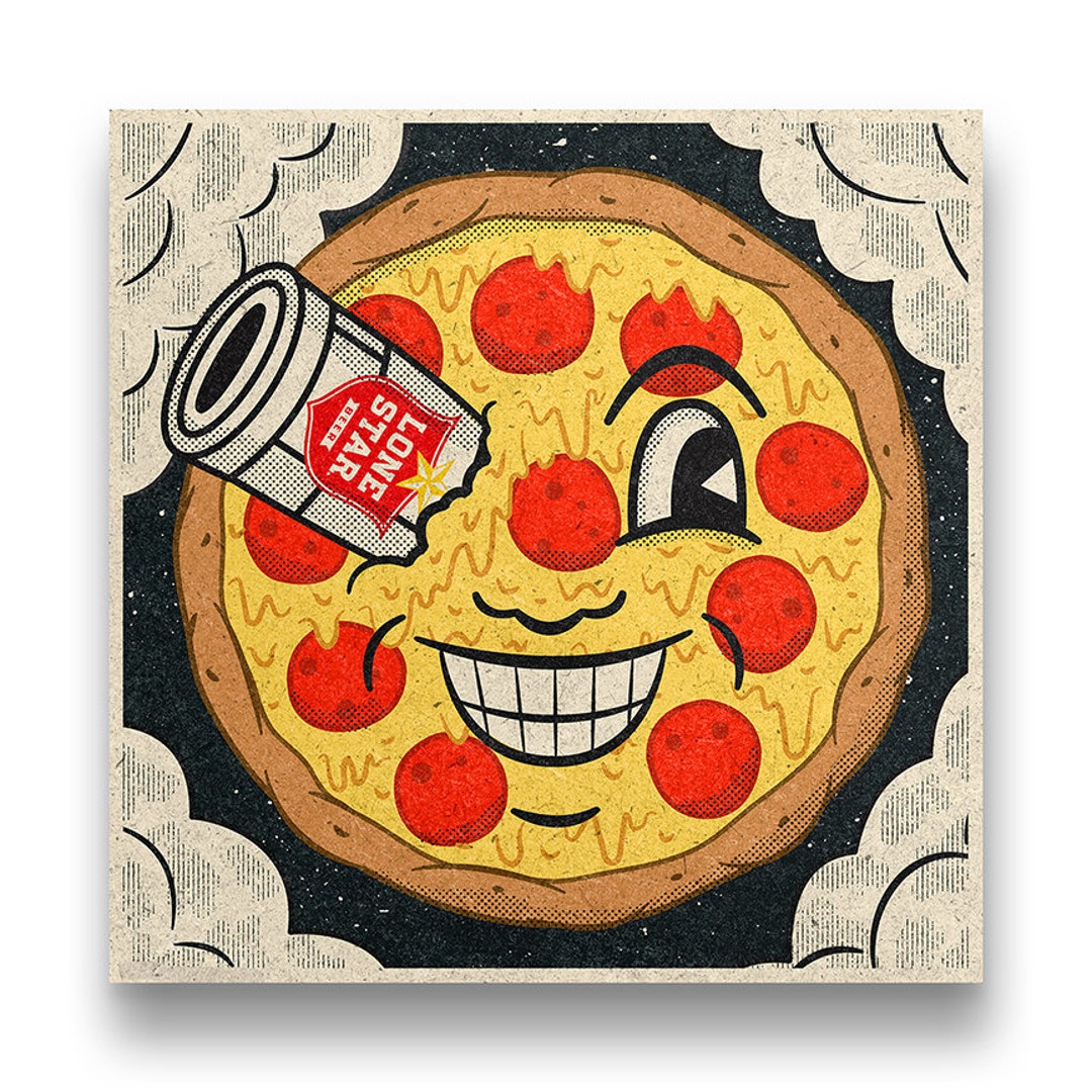 Pizza Moon is a Vintage Retro Giclee Poster Art Print Inspired by the ...