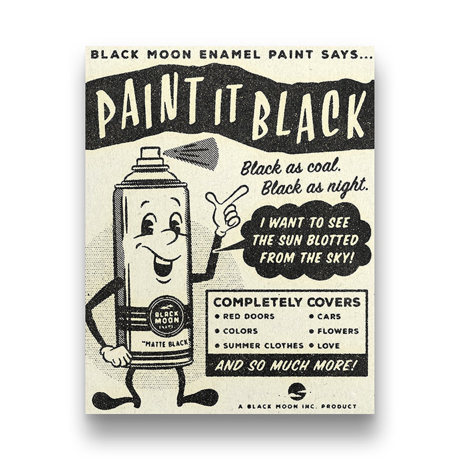 Paint It Black is a Rolling Stones Music and Song Inspired Vintage ...