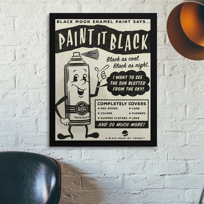 Paint It Black is a Rolling Stones Music and Song Inspired Vintage ...