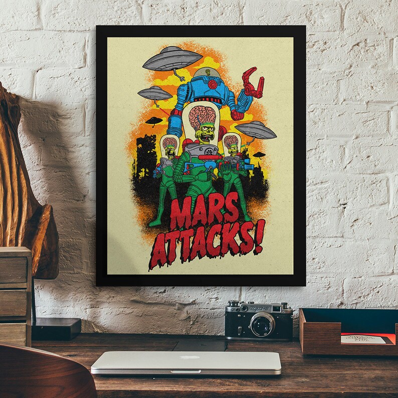 Mars Attacks Retro Vintage Illustration of Martians and - Etsy