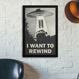 I Want to Rewind is Vintage Retro Inspired UFO VHS Lover Giclee Poster ...
