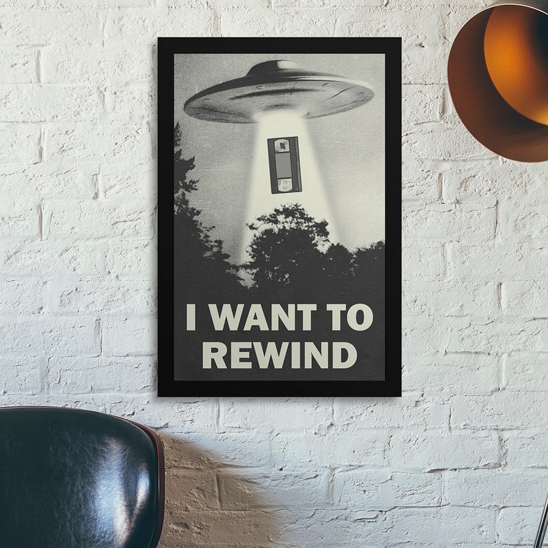 I Want to Rewind is Vintage Retro Inspired UFO VHS Lover Giclee Poster ...