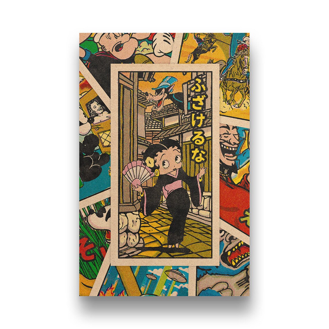 Betty Boop & the Big Bad Wolf a Geisha Japanese Japan Menko Card Game ...