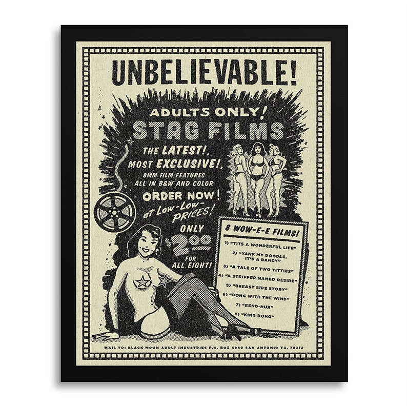 Stag Movie is a Vintage Retro Burlesque Go Go Dancer Stag - Etsy