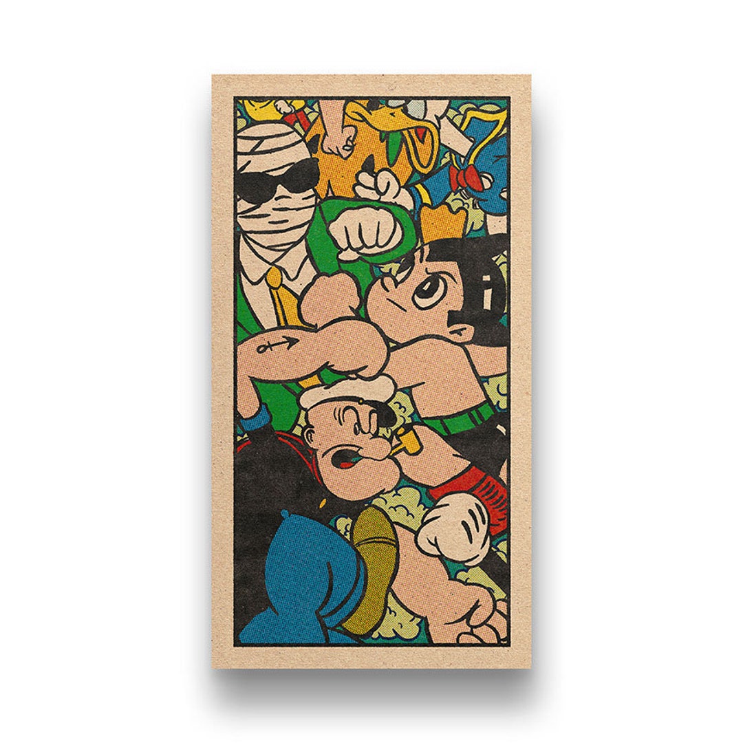 Cartoon Fight With Popeye, Astro Boy, Donald Duck, Invisible Man, Fred ...