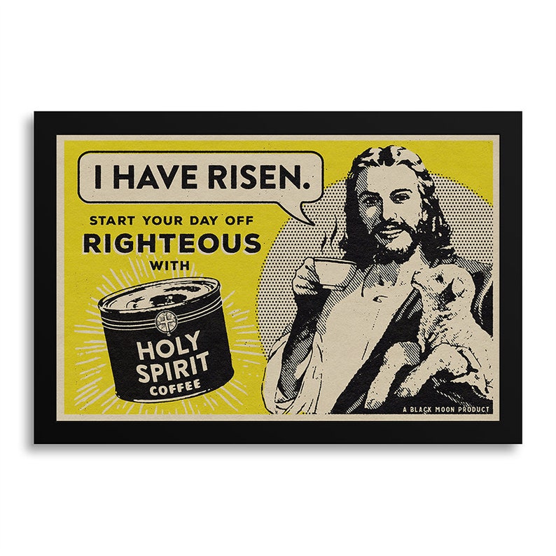Holy Spirt Coffee Religious Jesus Vintage Retro Inspired Ad Humor ...