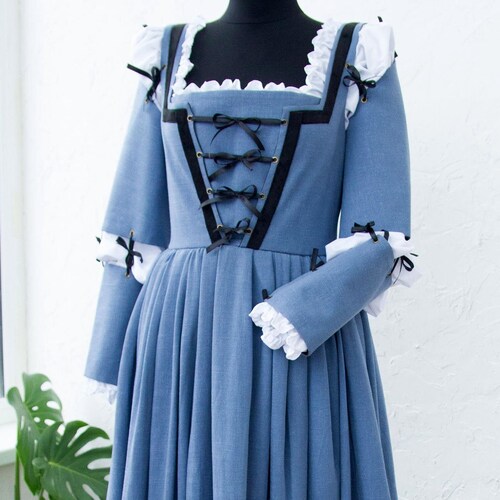 Blue Renaissance Gown Early XVI Century. Ren Faire Costume for - Etsy
