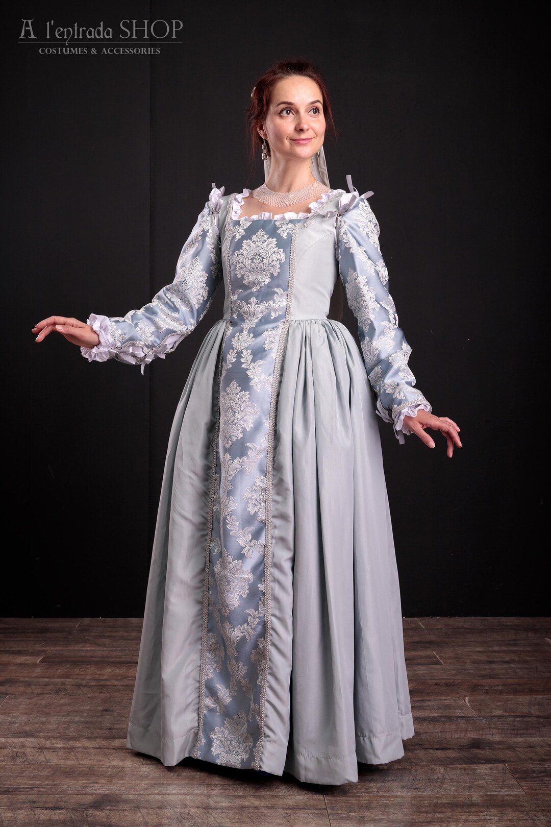Elegant Light Blue Italian Renaissance Princess Gown for Festivals ...