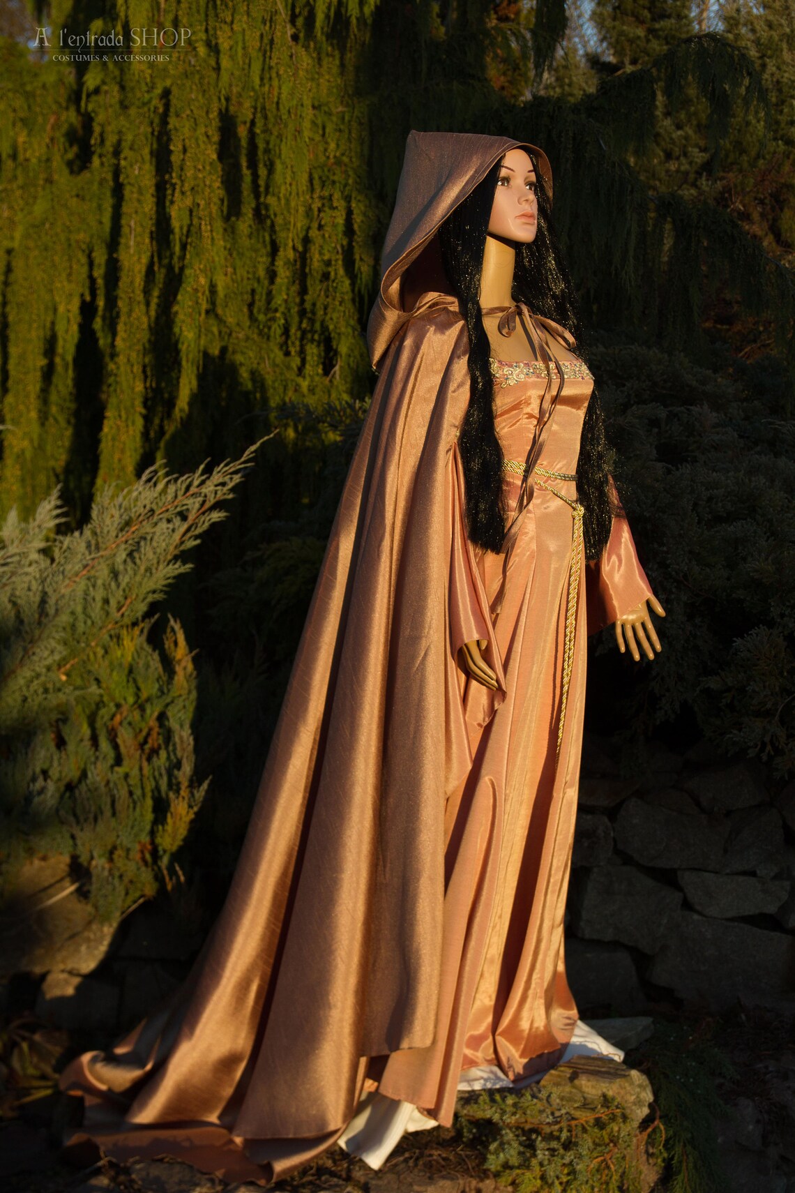 Elven cloak with hood and train. Medieval fantasy cloak. Witch | Etsy