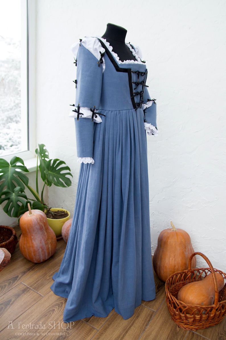 Blue Renaissance Gown Early XVI Century. Ren Faire Costume for - Etsy