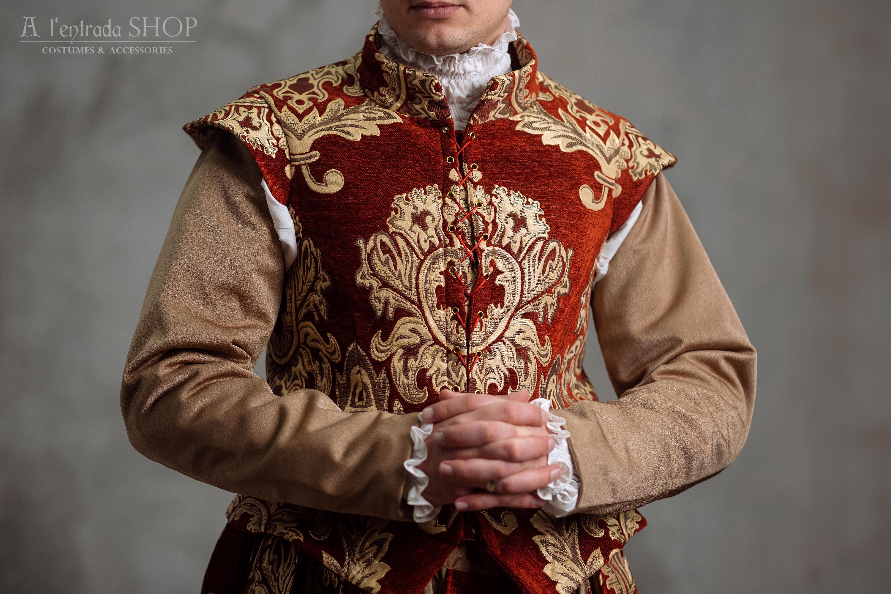 Renaissance Man Costume: Tudor Doublet, Vest & Cape Set - Etsy