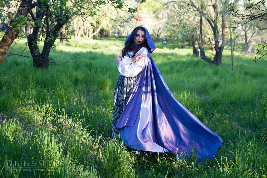 Elven Cloak. Renaissance Cloak Made of Taffeta. Fancy Witch Cloak. Long ...