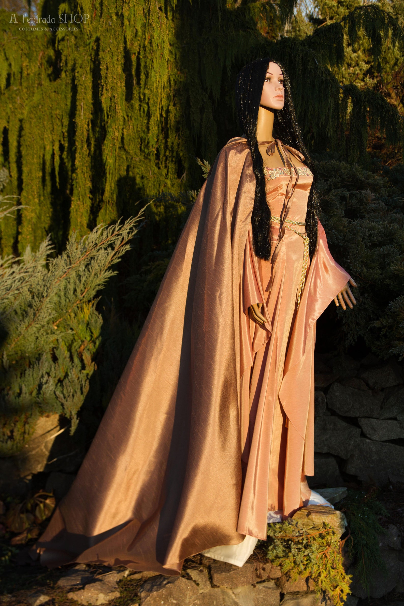 Elven Cloak With Hood and Train. Medieval Cloak Fantasy Style. Witch ...