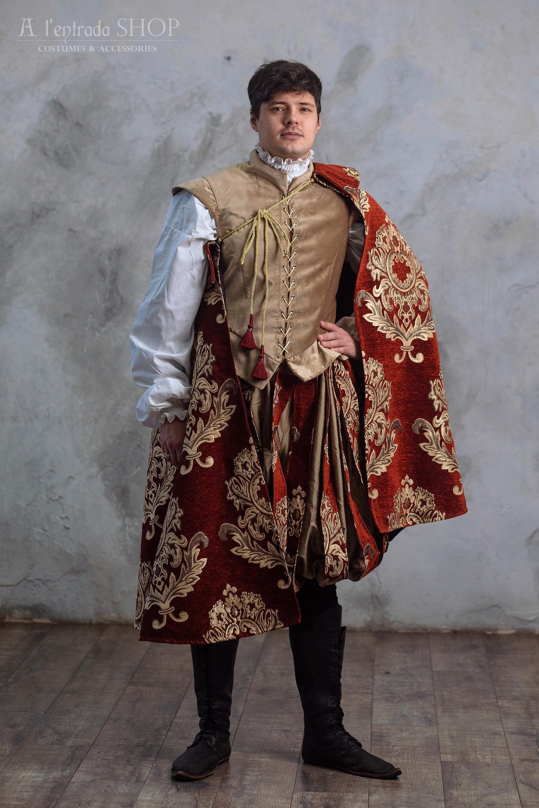 Royal Renaissance Man Costume: 16th Century Tudor Set With Doublet ...