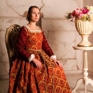 Italian Red Renaissance Gown Medieval Historical Costume - Etsy
