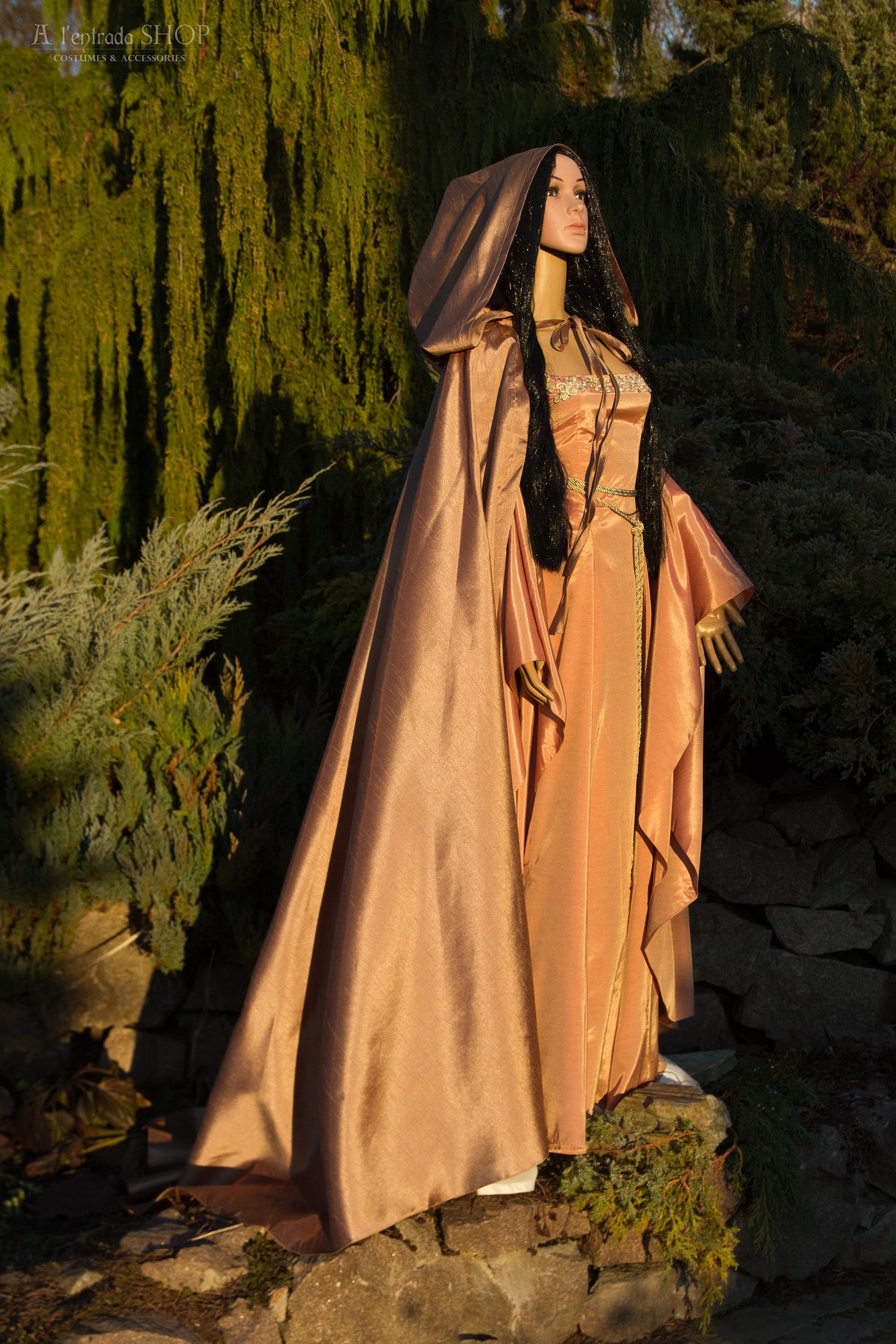 Elven Cloak With Hood and Train. Medieval Cloak Fantasy Style. Witch ...