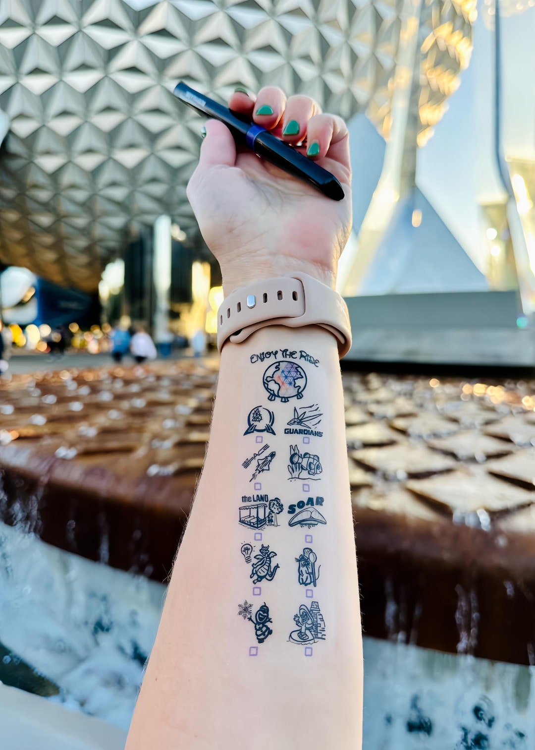 Epcot Enjoy the Ride Checklist Temporary Tattoo - Thrill Rides - Walt ...