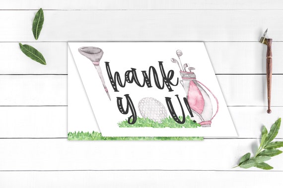 Golf PRINTED Thank You Card Folded Note Card Golf Party - Etsy