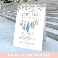 Blue Balloon Baby Shower Welcome Sign, Boy Baby Shower Sign, Blue ...