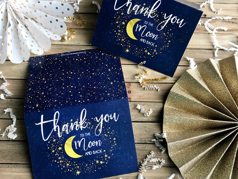 Thank You Card Thank You to the Moon and Back Moon and | Etsy