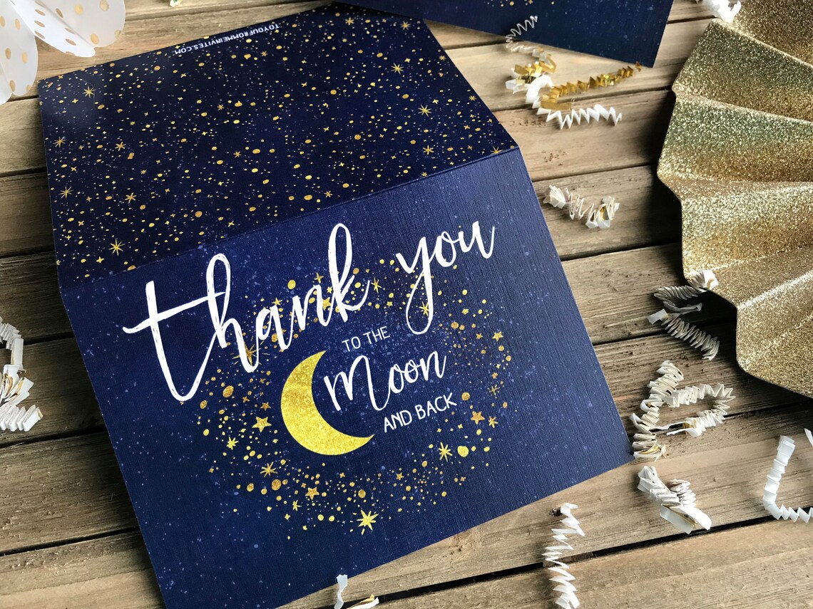 Thank You Card Thank You to the Moon and Back Moon and | Etsy