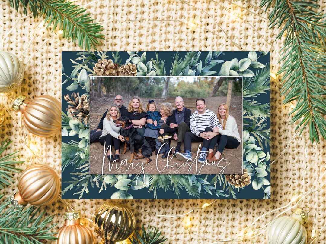 Christmas Cards Merry Christmas Pinecone Family Holiday Cards Printable ...