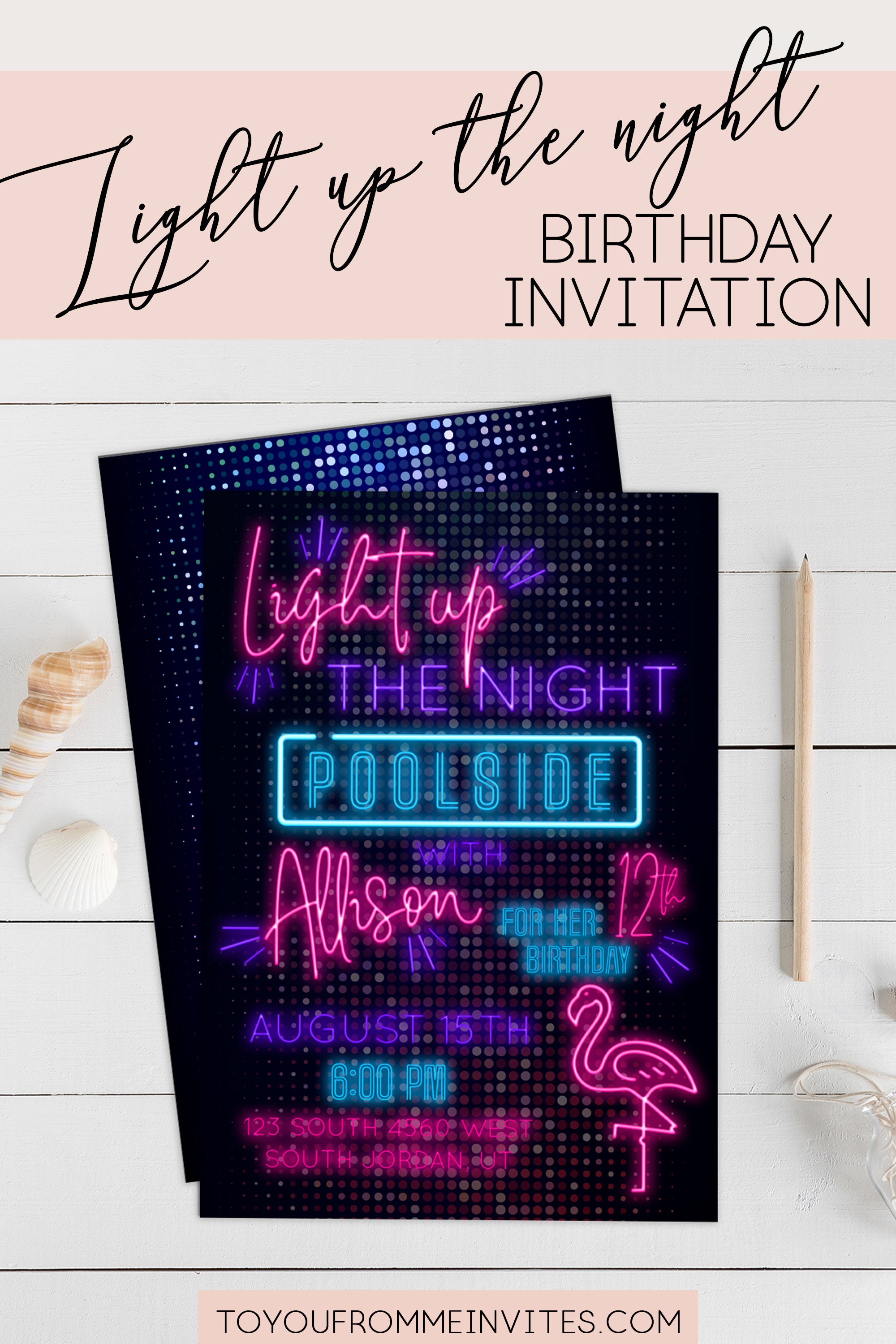 Night Pool Party Invitation