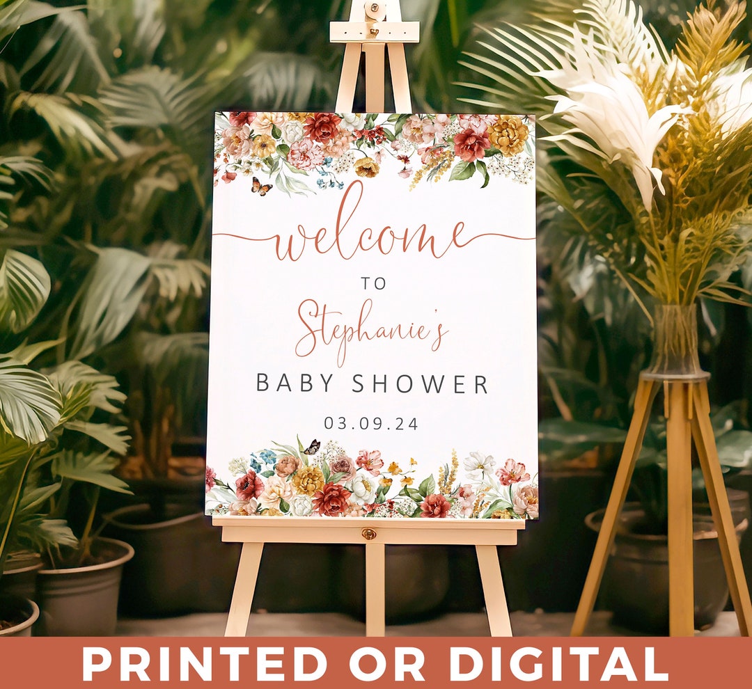 Wildflower Baby Shower Welcome Sign - Wildflower - Welcome Baby Shower ...