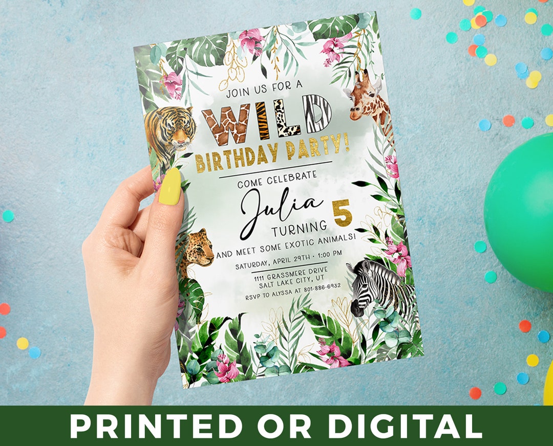 WILD Animal Birthday Invitation Jungle Animal Birthday Invite Zebra ...